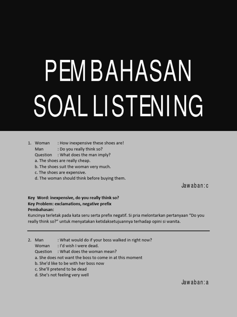 Pembahasan Soal Listening | PDF