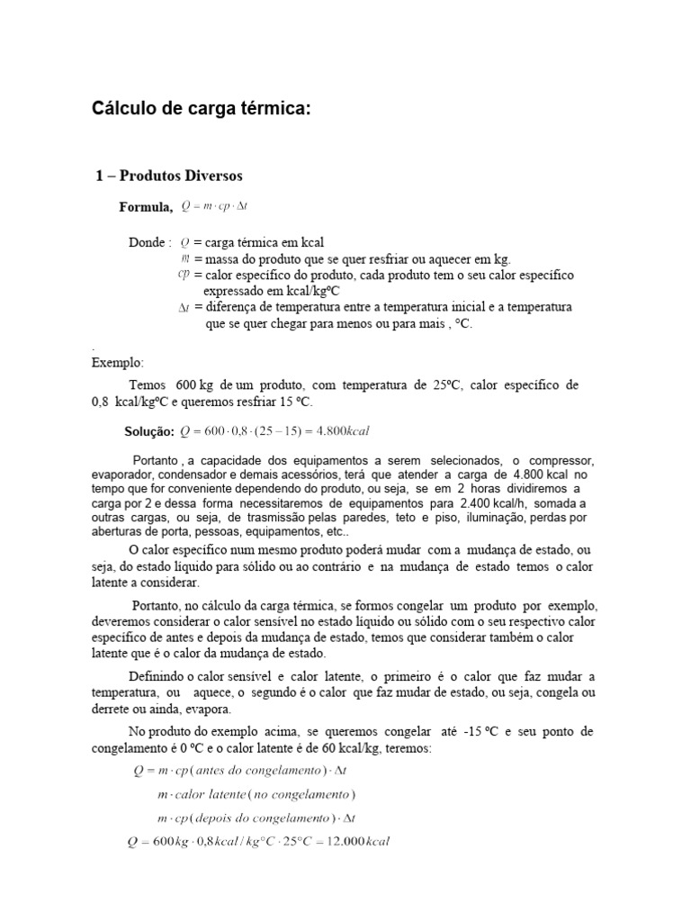 Calculo Carga Termica | PDF | Calor | Temperatura