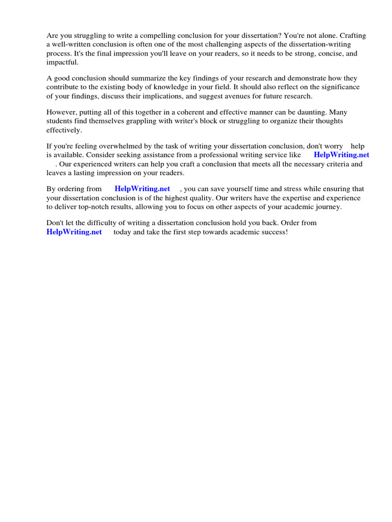 How To Write A Good Conclusion For Your Dissertation | PDF | Essays ...