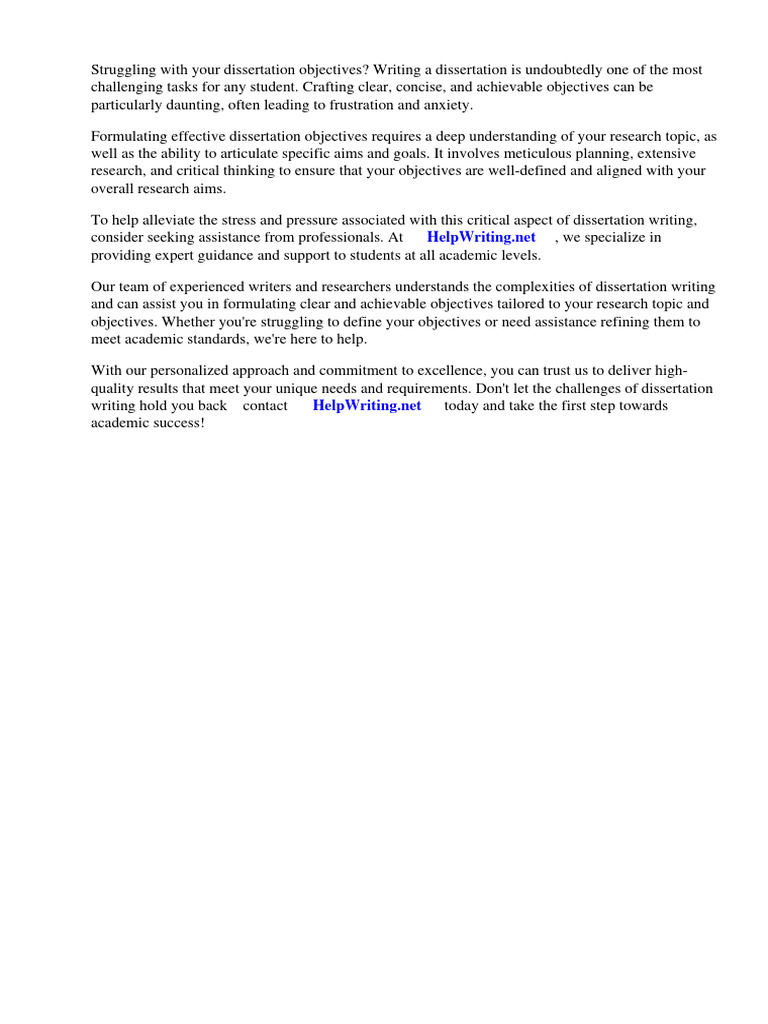 Dissertation Objectives Examples | Download Free PDF | Thesis | Methodology