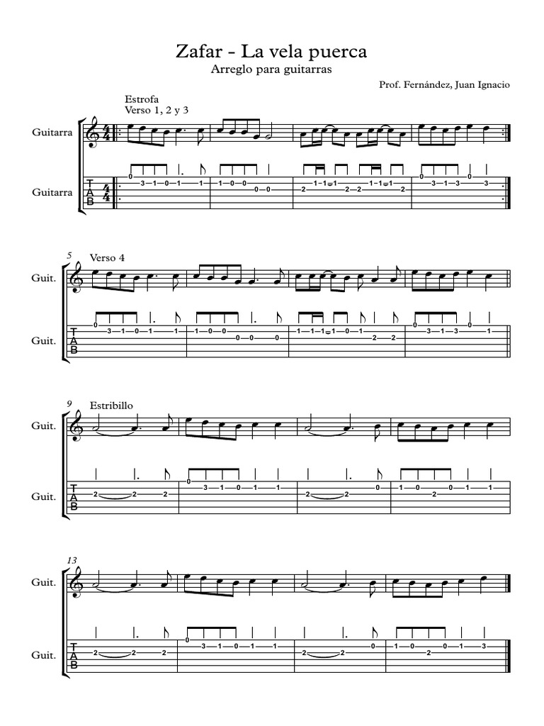 Zafar - La Vela Puerca - Partitura Completa | PDF