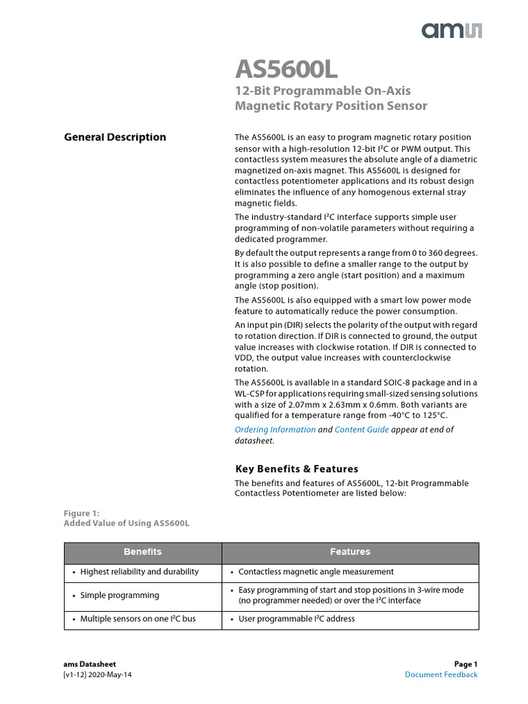 AS5600L | PDF | Manufactured Goods | Electrical Engineering