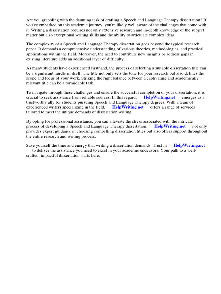 Speech and Language Therapy Dissertation Titles | PDF | Speech | Thesis