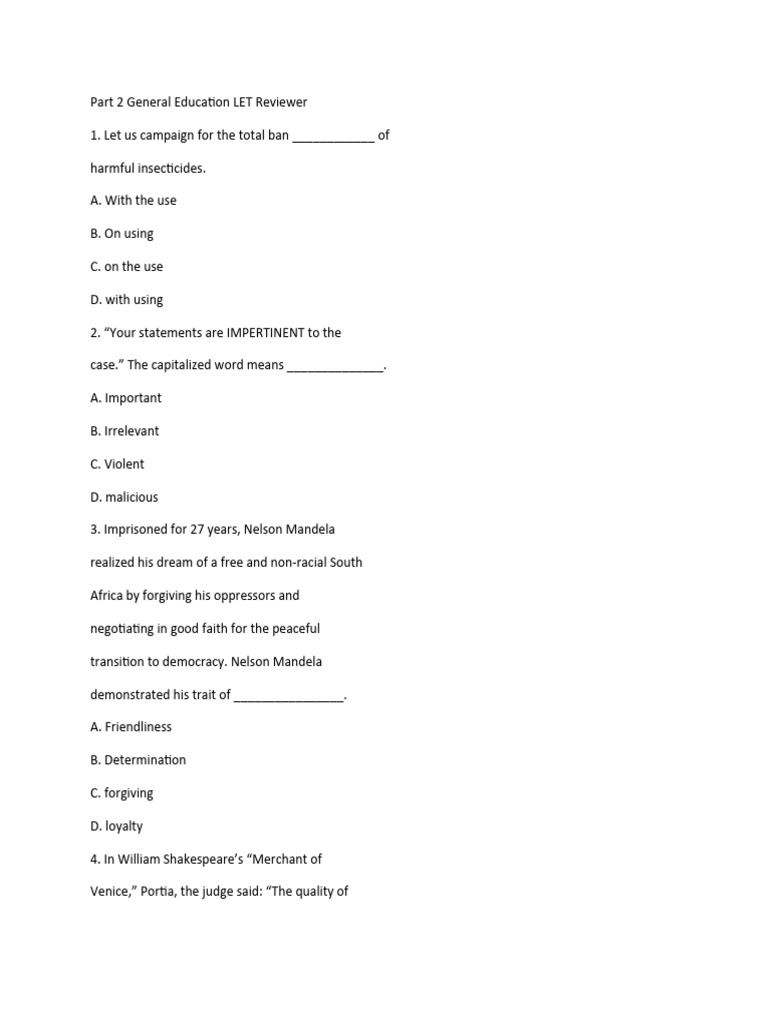 Part 2 General Education LET Reviewer | PDF
