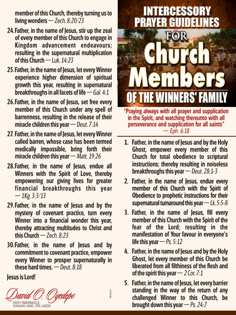 Intercessory Prayer Guidelines For Church Members | PDF | Prayer ...