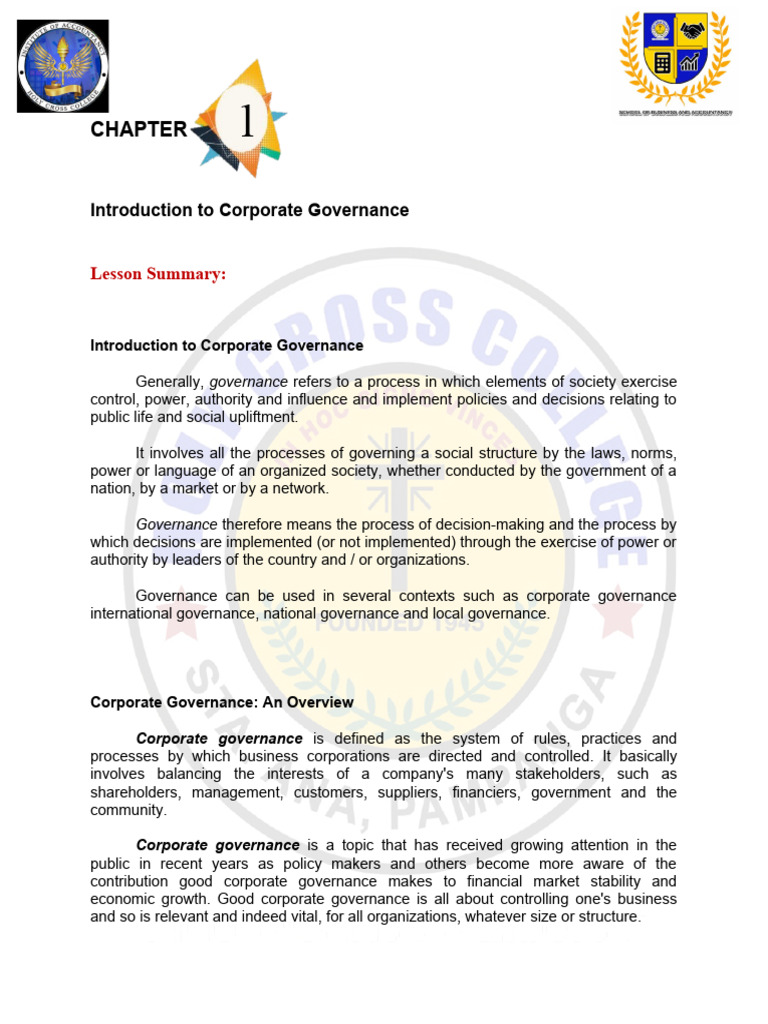 Understanding Corporate Governance Basics | PDF | Governance ...