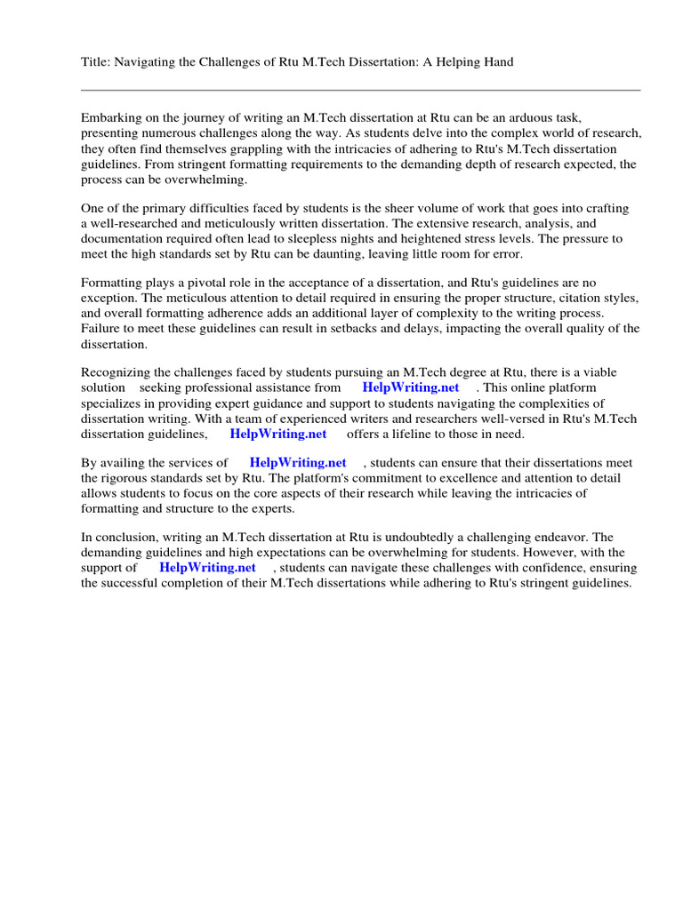 Rtu M.Tech Dissertation Help Guide | PDF | Thesis | Engineering
