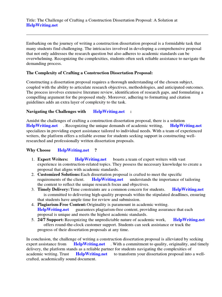 Construction Dissertation Proposal Example | PDF | Thesis | Franchising