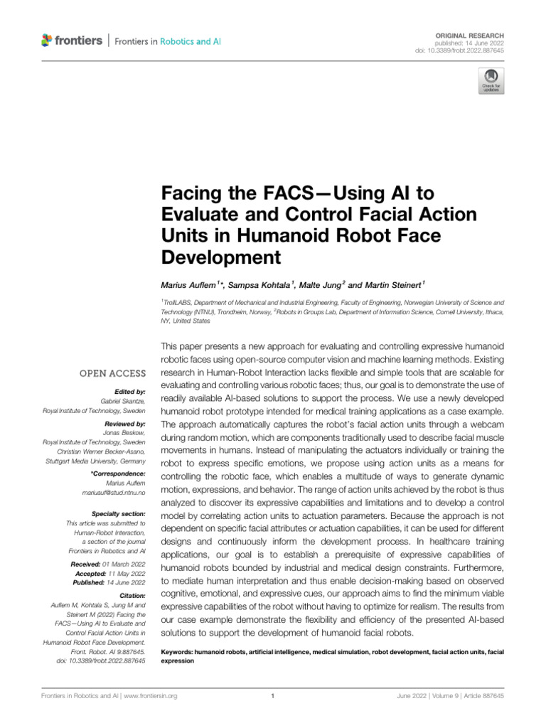 Frente Al FACS Uso de IA para Evaluar y Controlar Las Unidades de ...