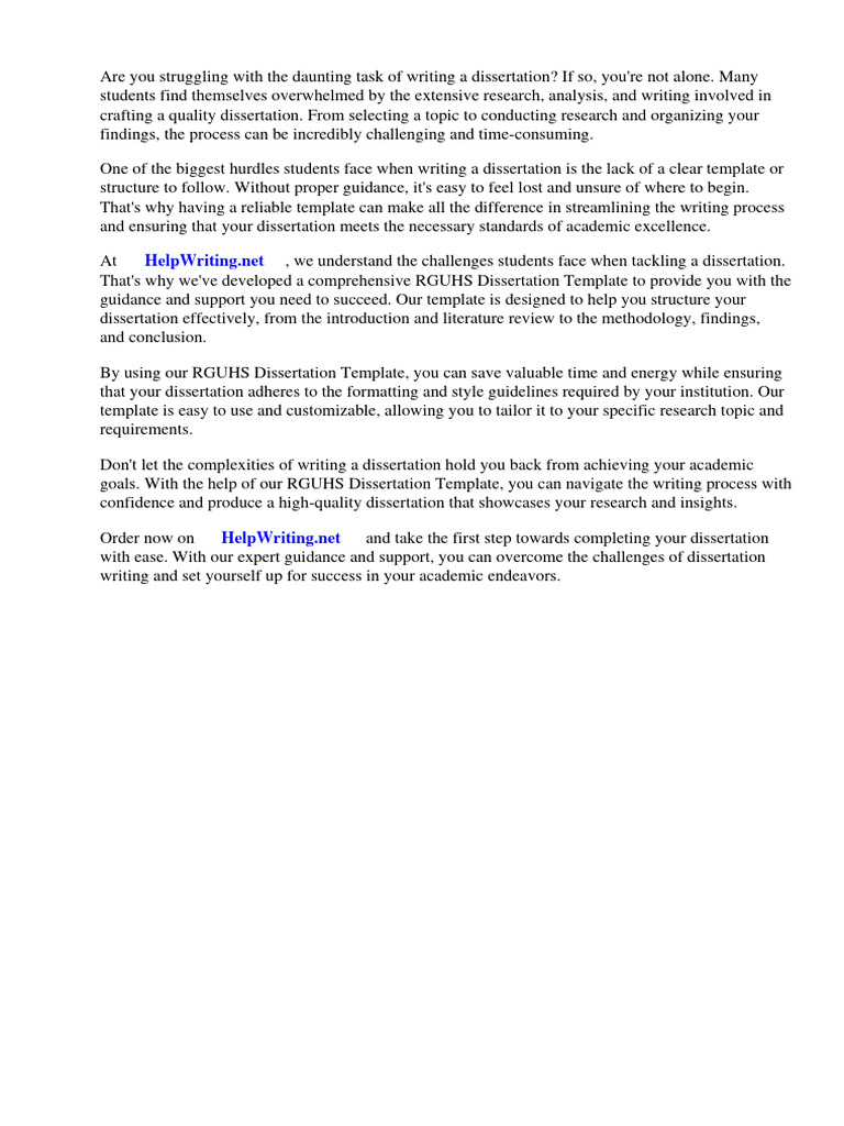 Rguhs Dissertation Template | PDF | Thesis | Medicine