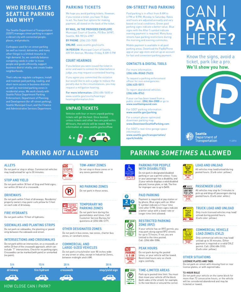 Seattle On-Street Paid Parking Guide | PDF | Parking | Pedestrian Crossing