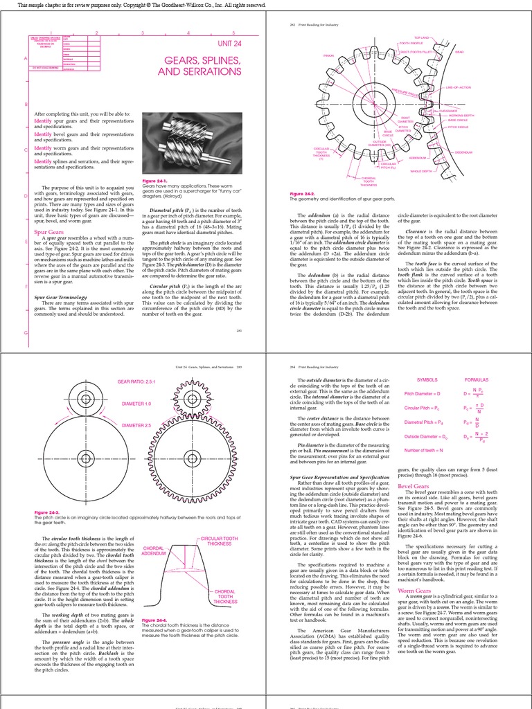 Gears, Splines, and Serrations: Unit 24 | PDF | Gear | Circle