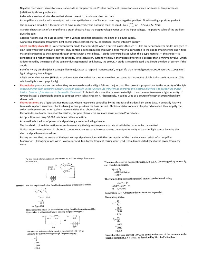 Physics Cheat Sheet - Electronics Photonics | PDF