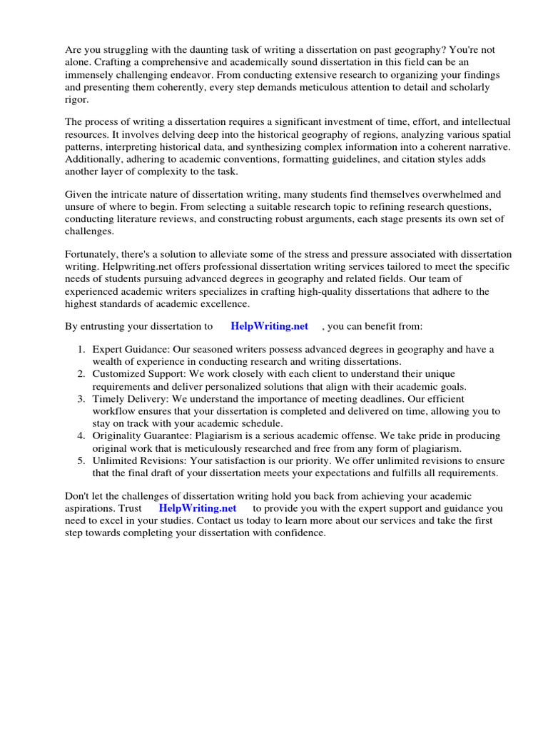 Dissertation Writing Help in Geography | PDF | Thesis | Geography