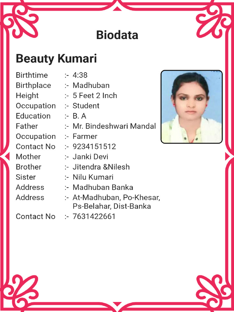 Biodata 4769 1 | PDF
