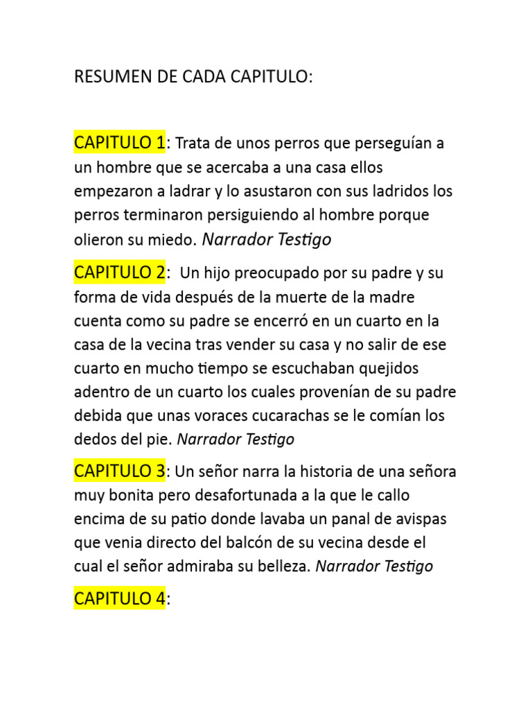 Resumen de Cada Capitulo | PDF | Ficción general