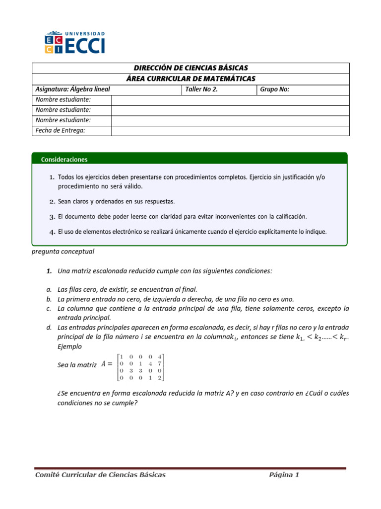Algebra Linial Taller 2 | PDF