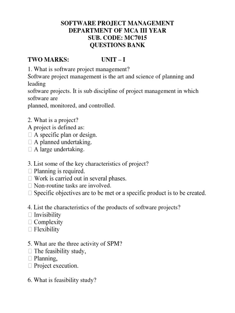 Software Project Management Q&A | PDF | Return On Investment | Project ...