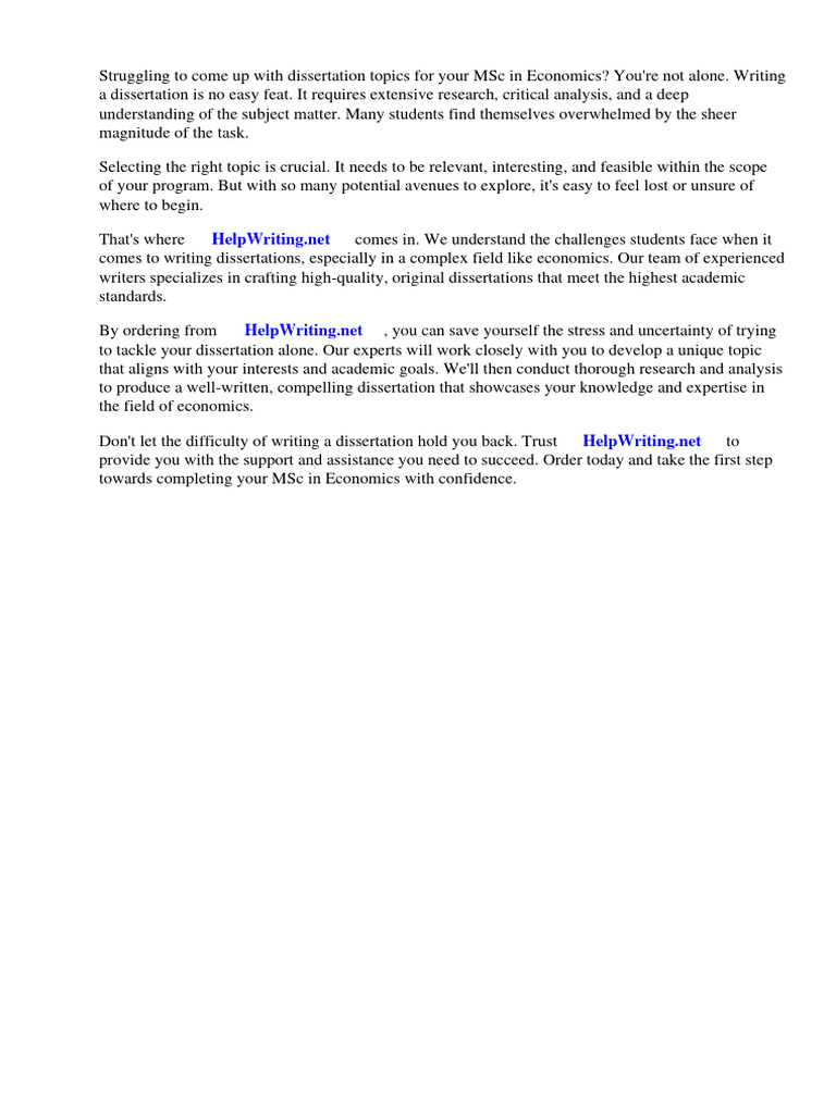 Dissertation Topics For MSC Economics | PDF | Leadership | Knowledge
