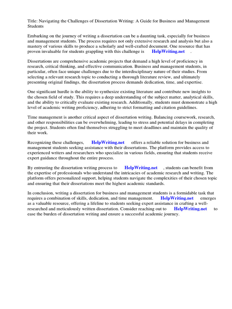 Dissertation Skills For Business and Management Students Brian White ...