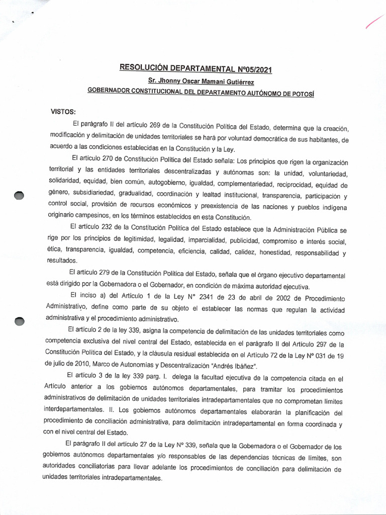 Resolucion Dep 05 2021 - 0001 | PDF