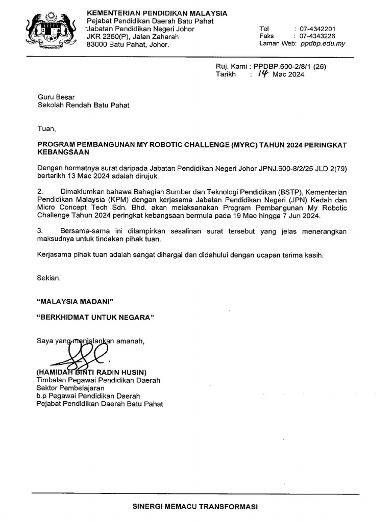 Program Pembangunan MY Robotic Challenge | PDF