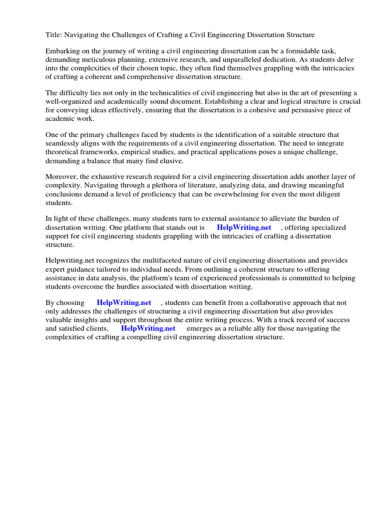 Civil Engineering Dissertation Structure | PDF | Thesis | Building ...