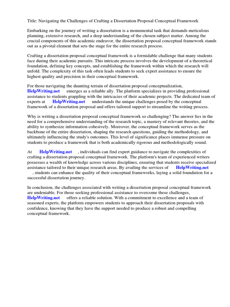 Dissertation Proposal Conceptual Framework | PDF | Thesis | Theory