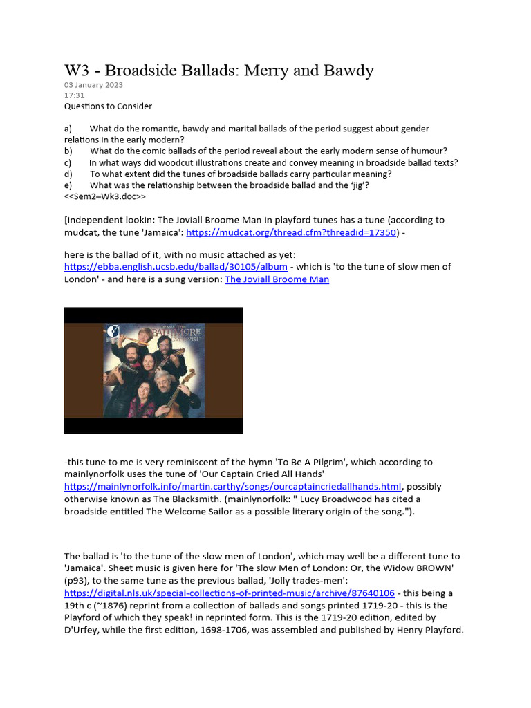 W3 - Broadside Ballads Merry and Bawdy | PDF | Ballad | Pub