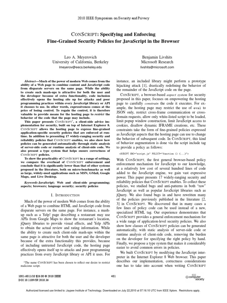 C S: Specifying and Enforcing Fine-Grained Security Policies For ...