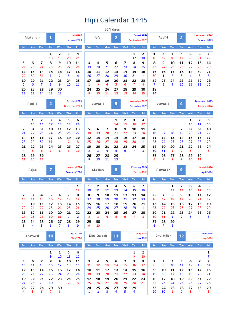 Hijri Calendar 1445 | PDF