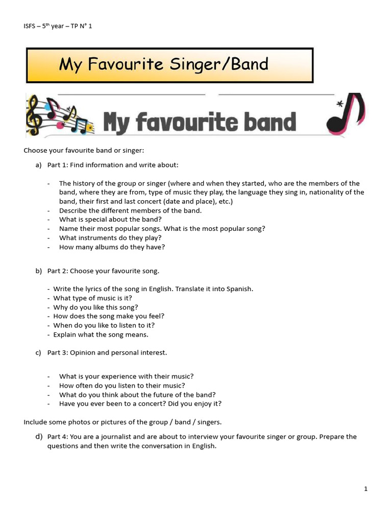 5A - TP #1 - My Favourite Singer-Group | PDF