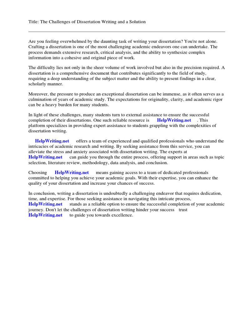 Dissertation Writing Challenges & Solutions | PDF | Shock (Circulatory) | Thesis