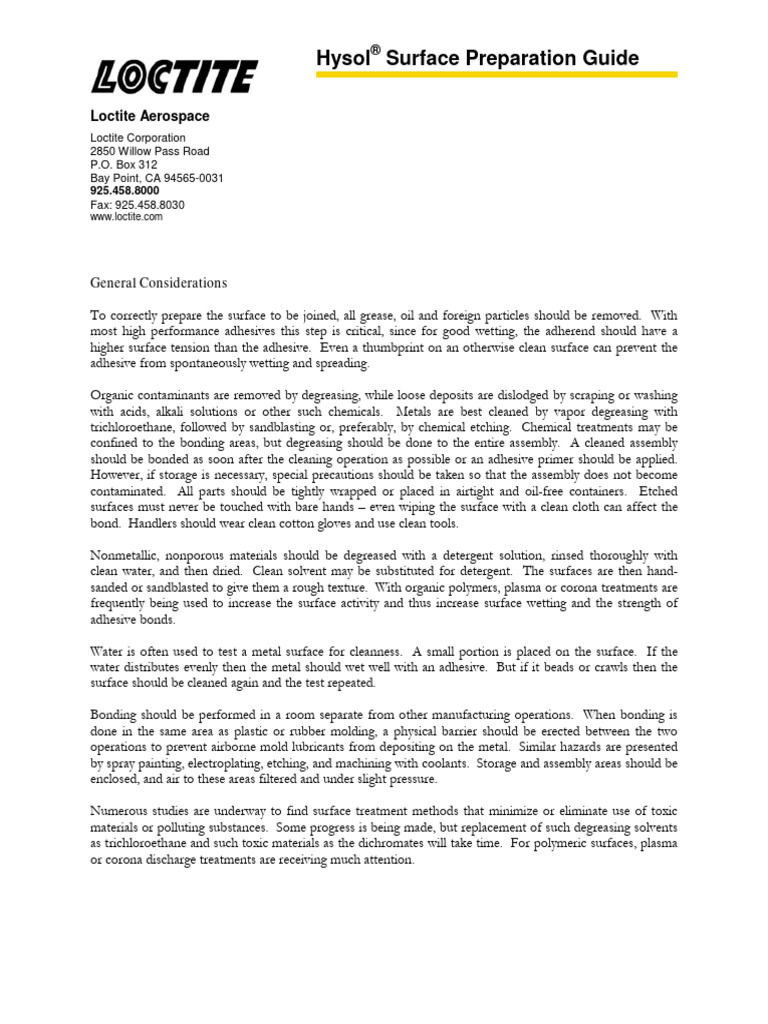 Surface Preparation Guide | PDF | Solvent | Adhesive