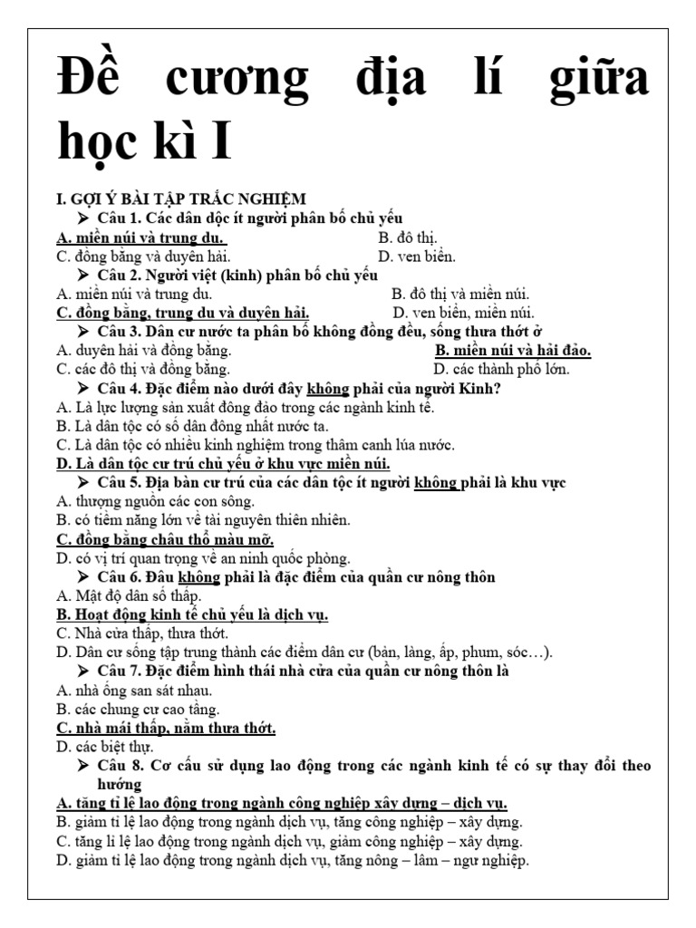 de cuong dia li 9- HS | PDF