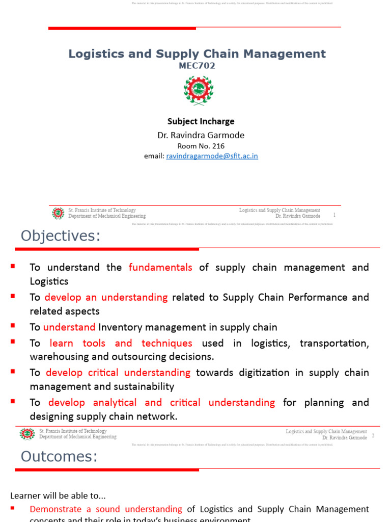 Module 1 Logistics and Supply Chain Management | PDF | Supply Chain ...