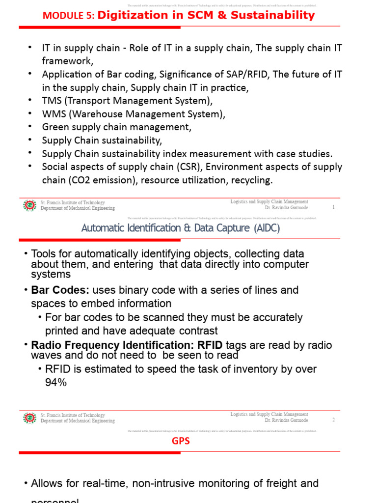 Module 5 Digitization in Supply Chain Management and Sustainability ... Module 5 Digitization in Supply Chain Management and Sustainability ...