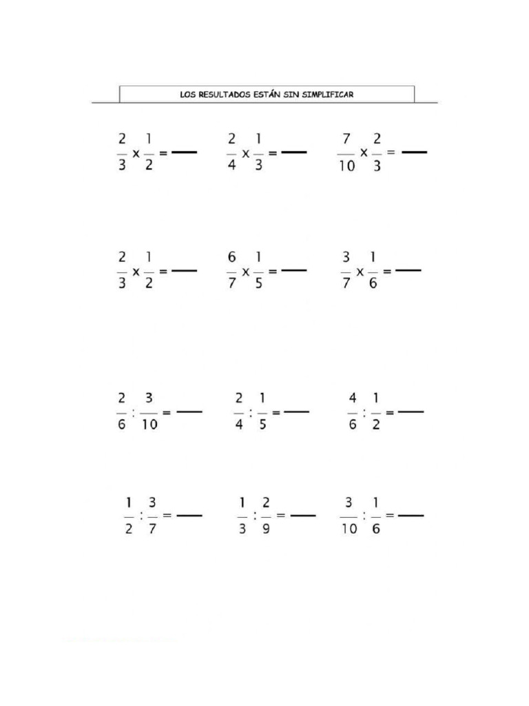 Multiplicacion de Fracciones | PDF