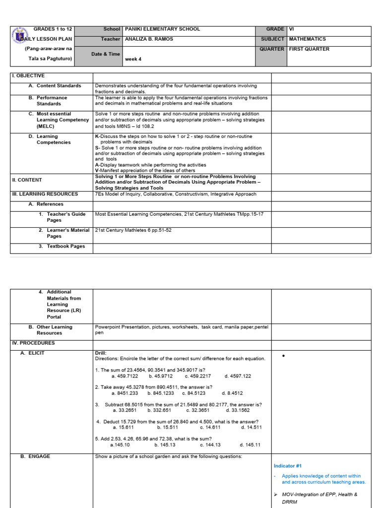 Math DLP G6 Q1 W4 | PDF