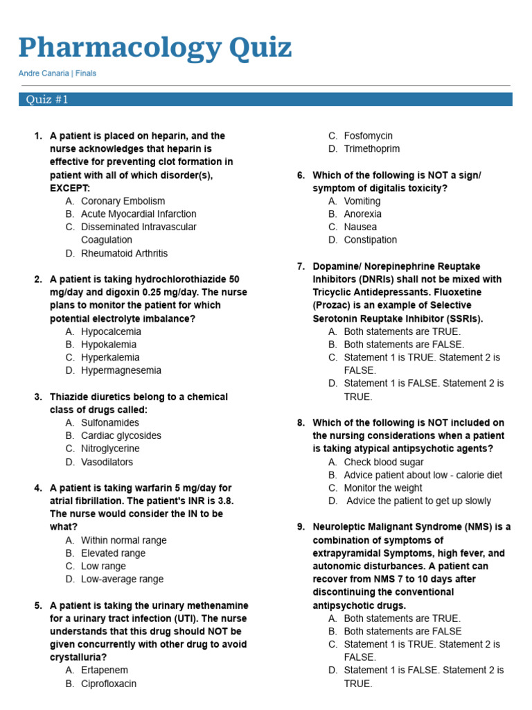 Pharma Quiz | PDF | Hyperglycemia | Pharmacology