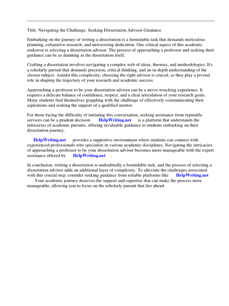 How to Choose a Dissertation Advisor | PDF | Experience | Doctor Of ...