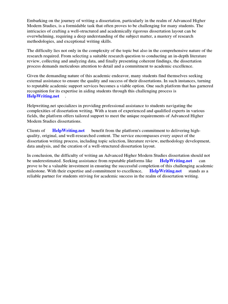 Advanced Higher Modern Studies Dissertation Layout | Download Free PDF ...