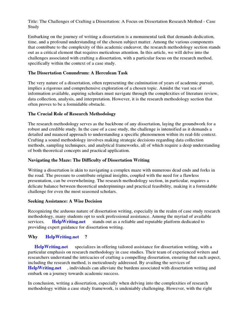 Dissertation Research Method Case Study | PDF | Methodology ...