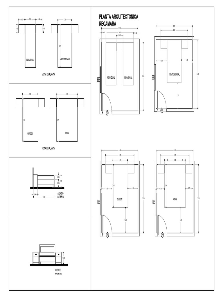 Planta Arquitectonica Recamara: Individual Matrimonial | PDF