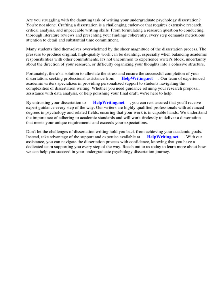 Undergraduate Psychology Dissertation Ideas | PDF | Psychology | Thesis