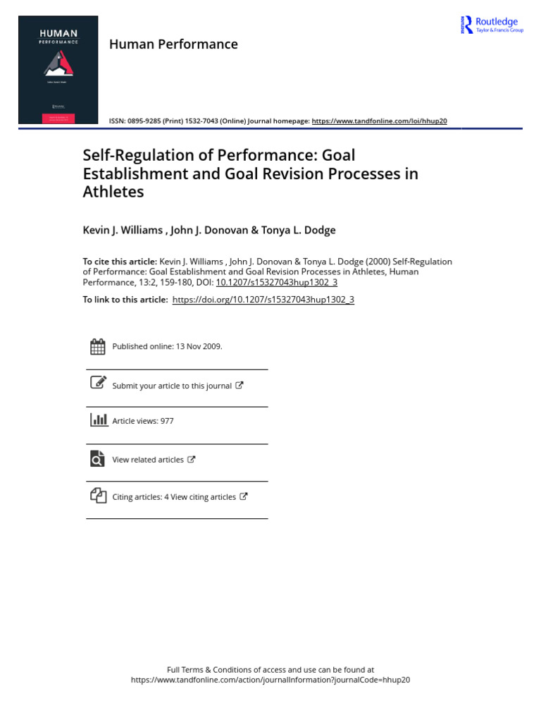2000 Self Regulation of Performance Goal Establishment and Goal ...