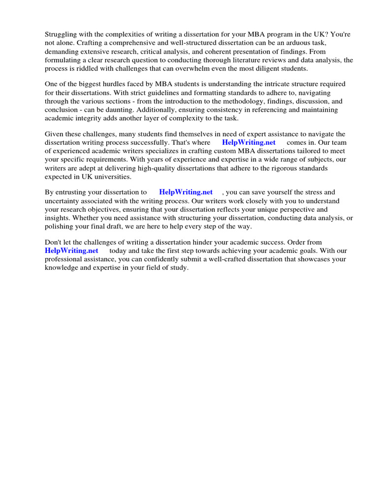 Mba Dissertation Structure Uk | Download Free PDF | Thesis | Supply Chain