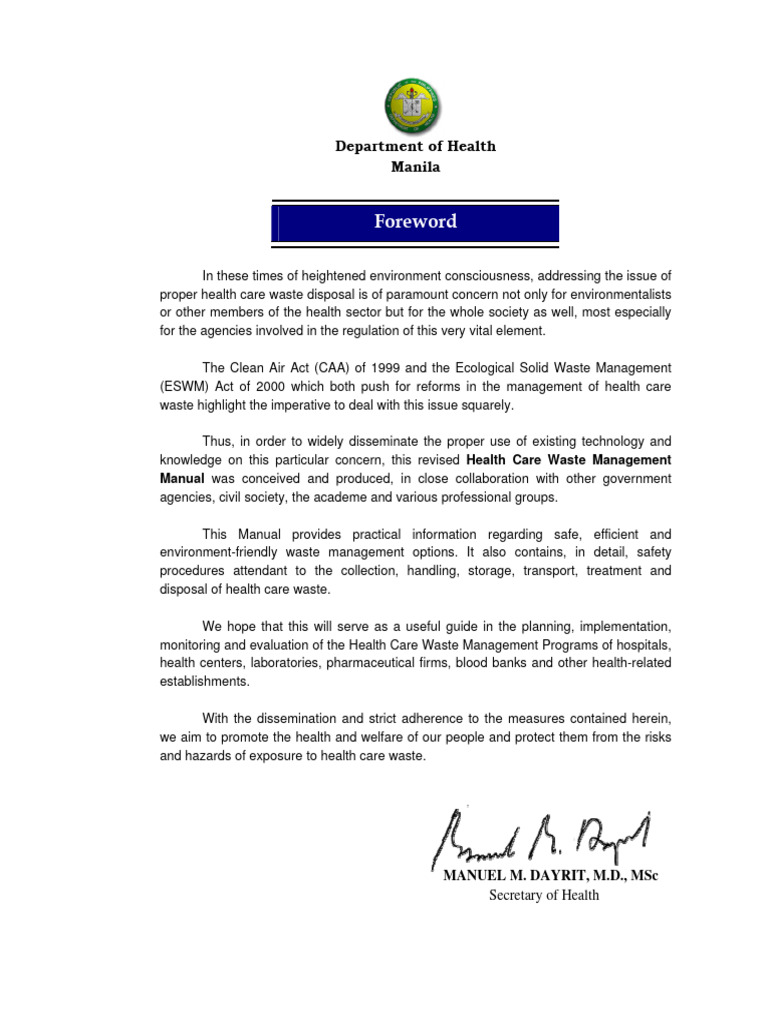 Initial Health Care Waste Manual | PDF | Waste | Waste Management