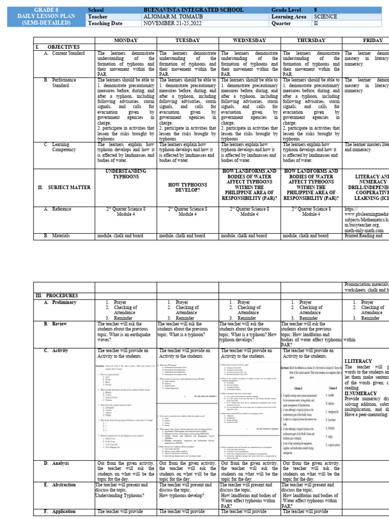 2semi-dlp SCIENCE 8 W4 | PDF | Learning | Pedagogy