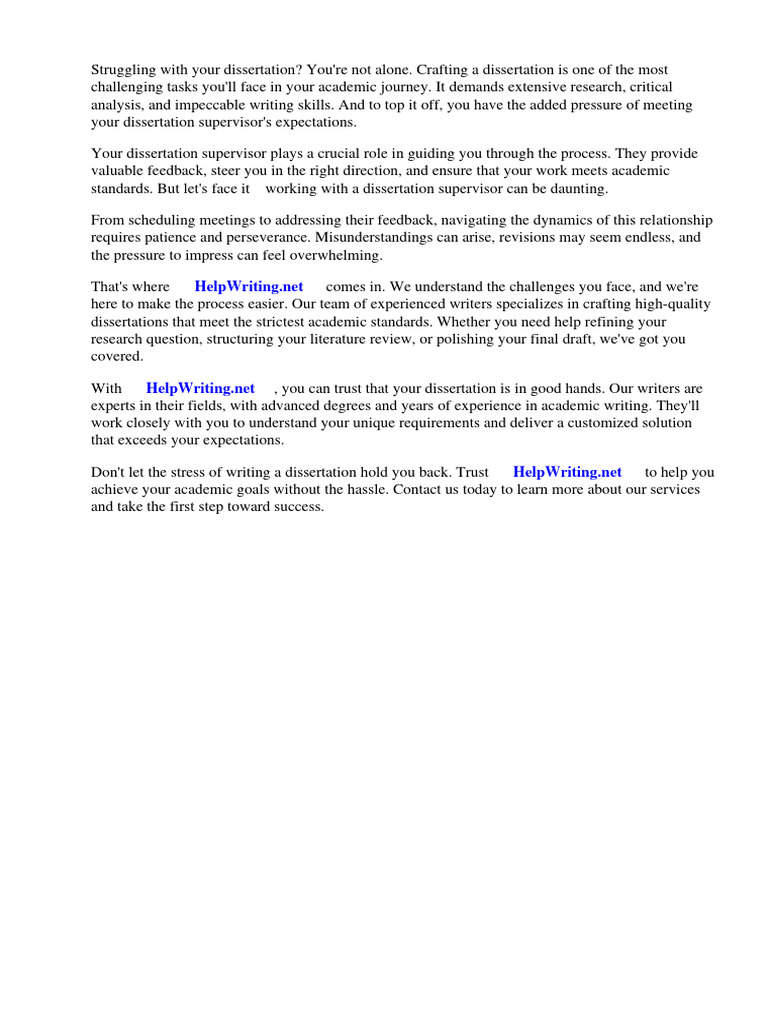 Dissertation Supervisor Present | Download Free PDF | Thesis